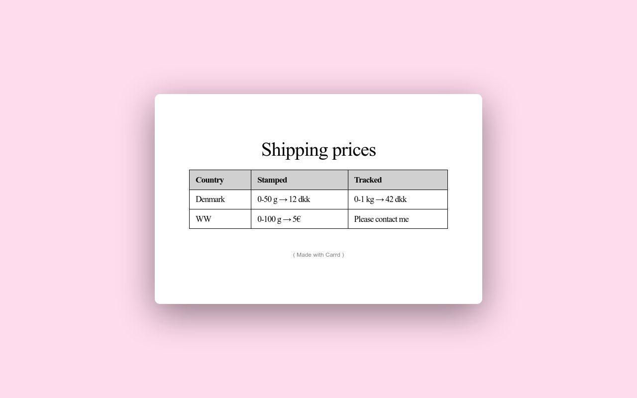 Shipping info